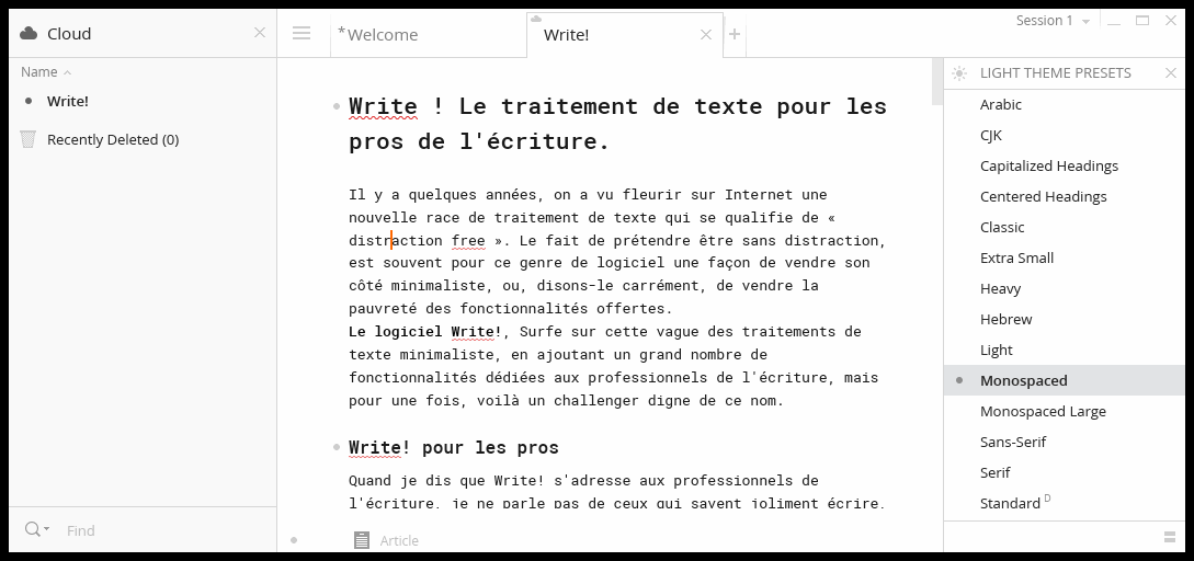 Write ! Le traitement de texte pour les pros de l'écriture | 65BITS